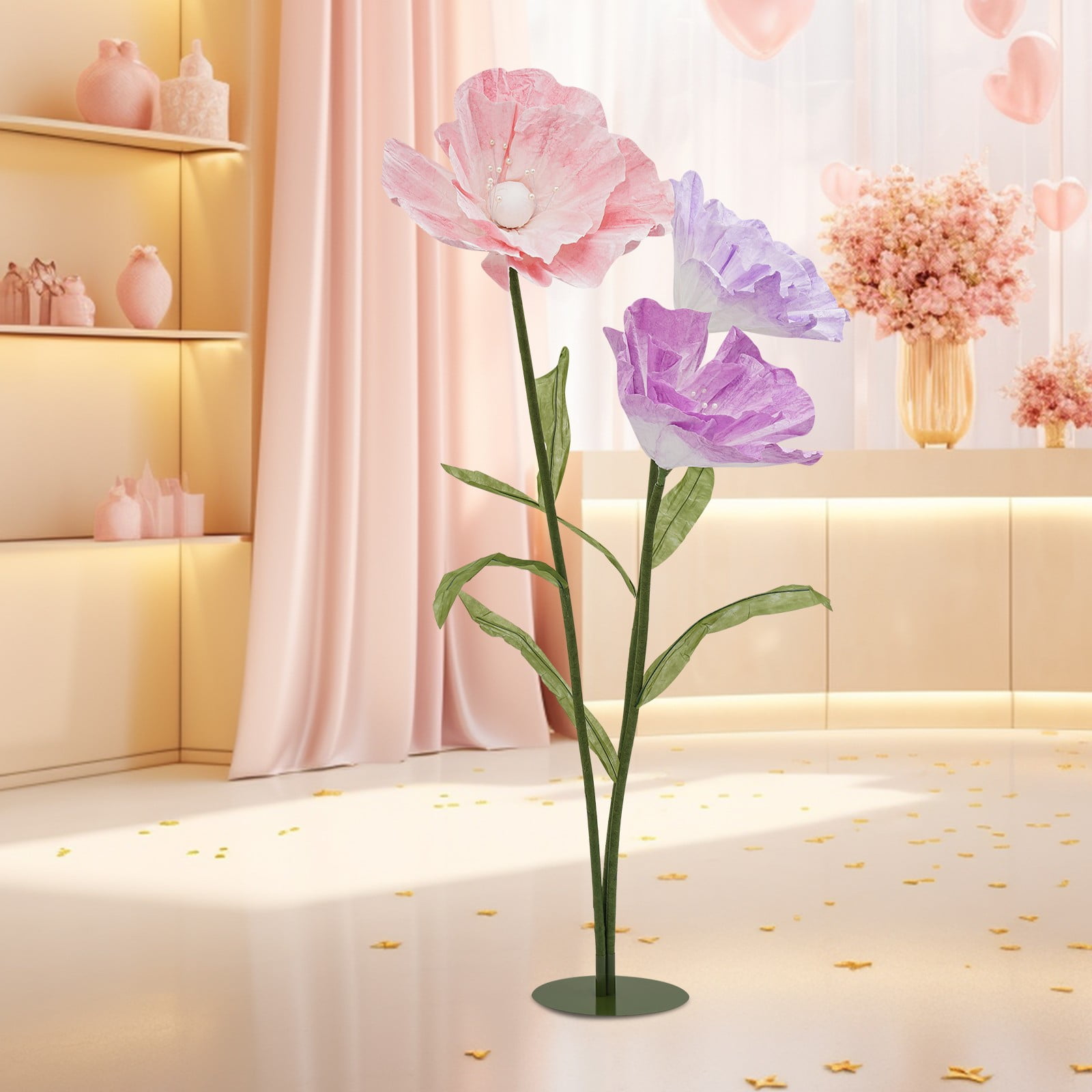 3 Giant Artificial Flowers, Large Artificial Flowers with Stems and ...