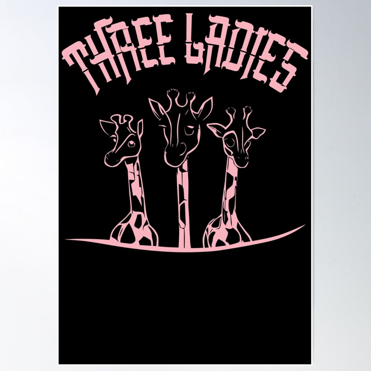 3 Giraffes - Soft Pink Poster Wall Art, Modern Wall Decor For Living ...