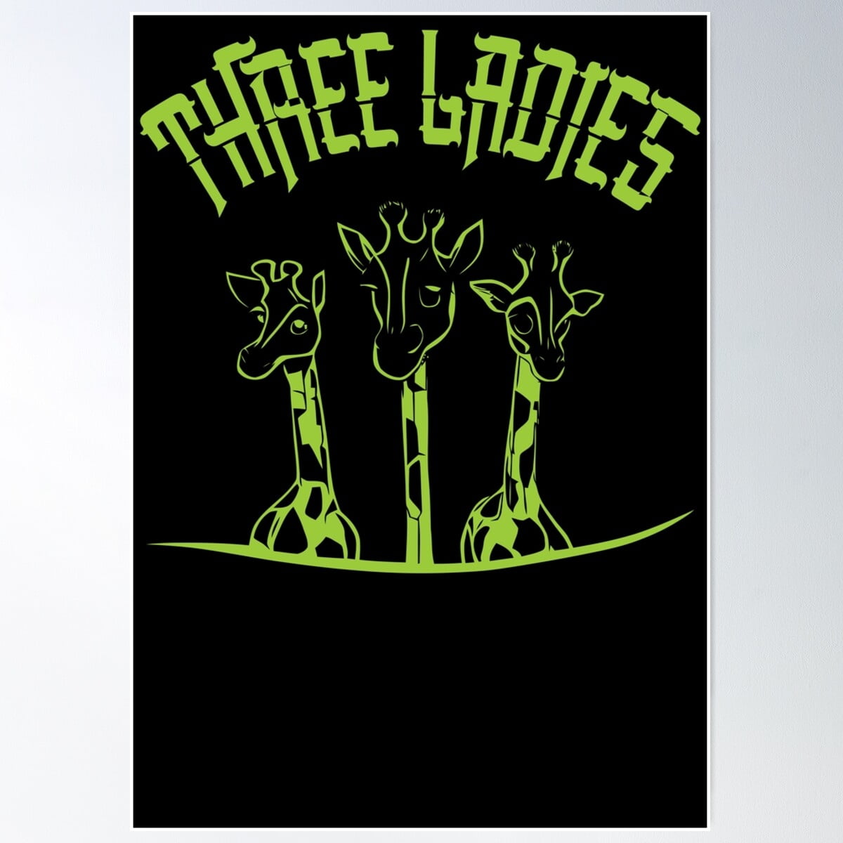 3 Giraffes - Yellow Green Poster Wall Art, Modern Wall Decor For Living ...