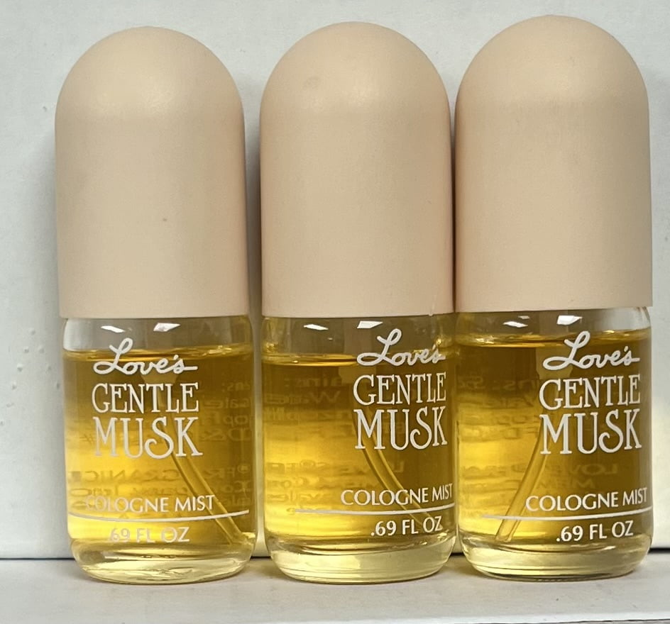 3 Glass Bottles Love's by MEM Co Gentle Musk Spray Cologne 0.69 oz each ...