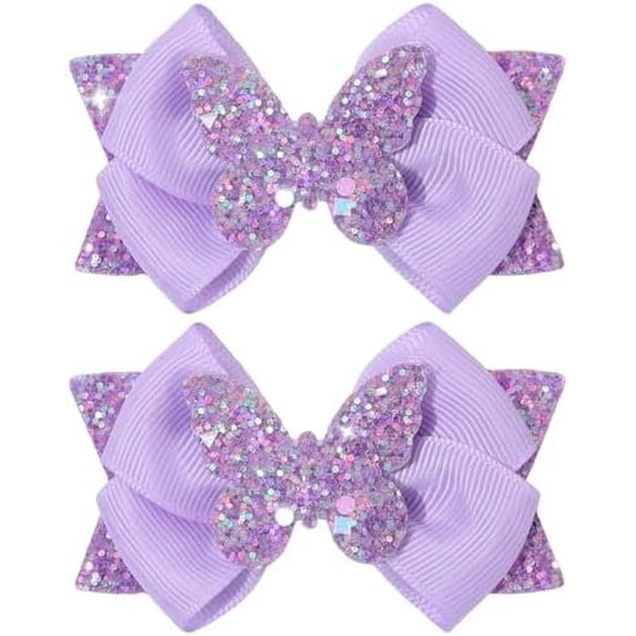 3 '' Glitter Hair Bows for Girls Sparkly Sequin Butterfly Hair Bow ...