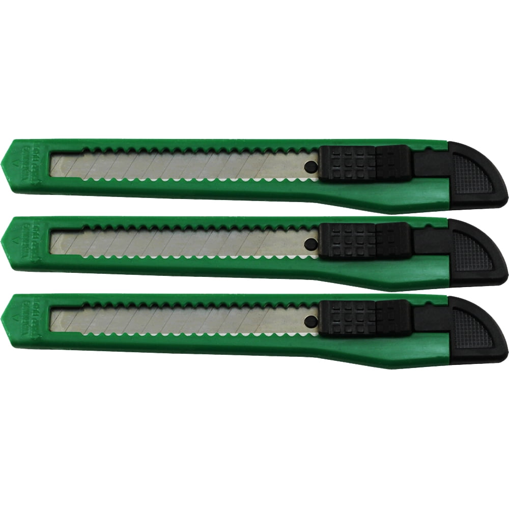 3 Green Utility Knife Box Cutters Heavy Duty Industrial Strength ...