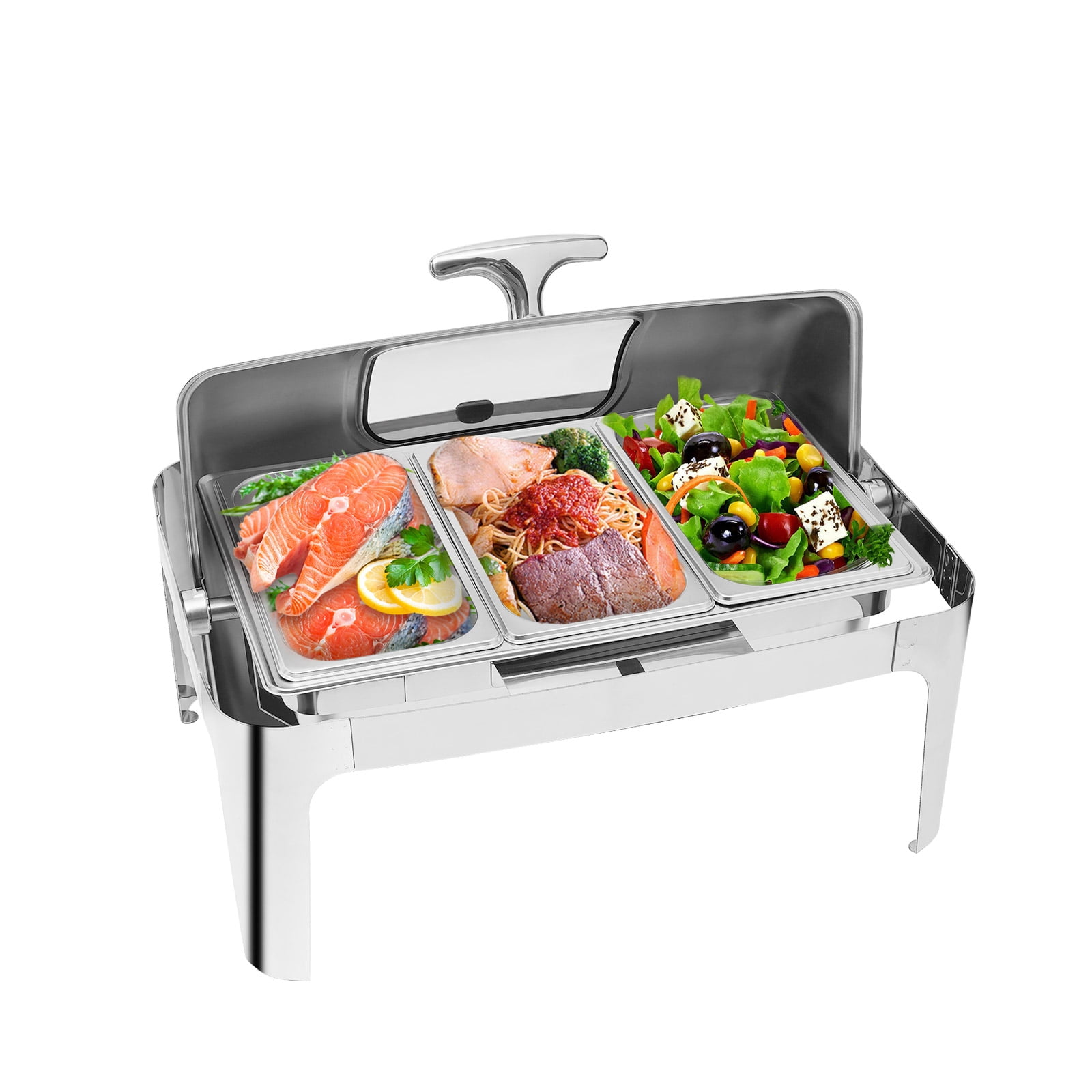 3-Grid Chafing Dish Chafer Roll Top Chafing Dish Buffet Set, Chafer ...