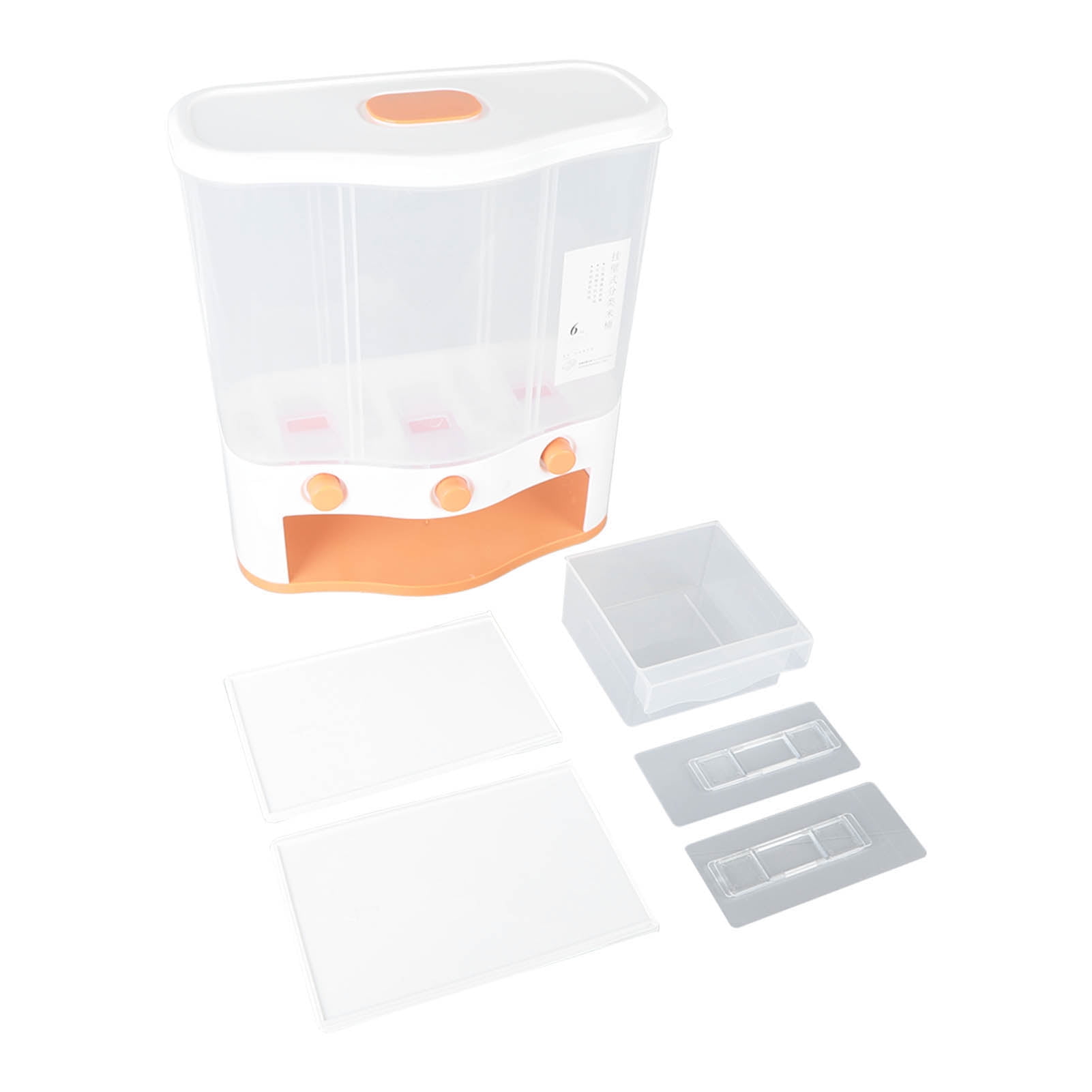 3 Grid Grain Dispenser Box 6L Large Capacity Transparent Window Rice ...