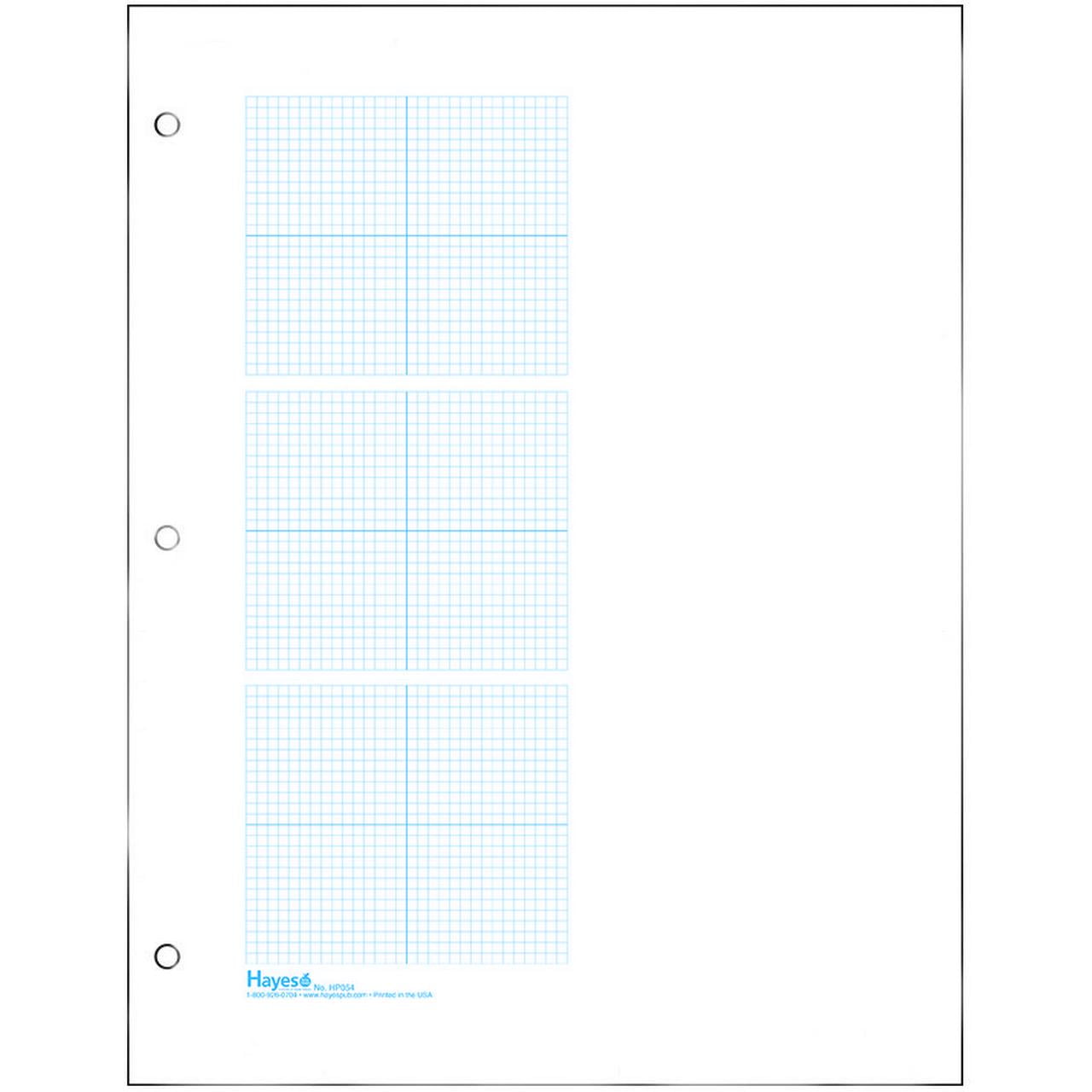 3 Grid Graph Paper, 1/8" Squares and Accentuated Axes, Right Half Blank ...