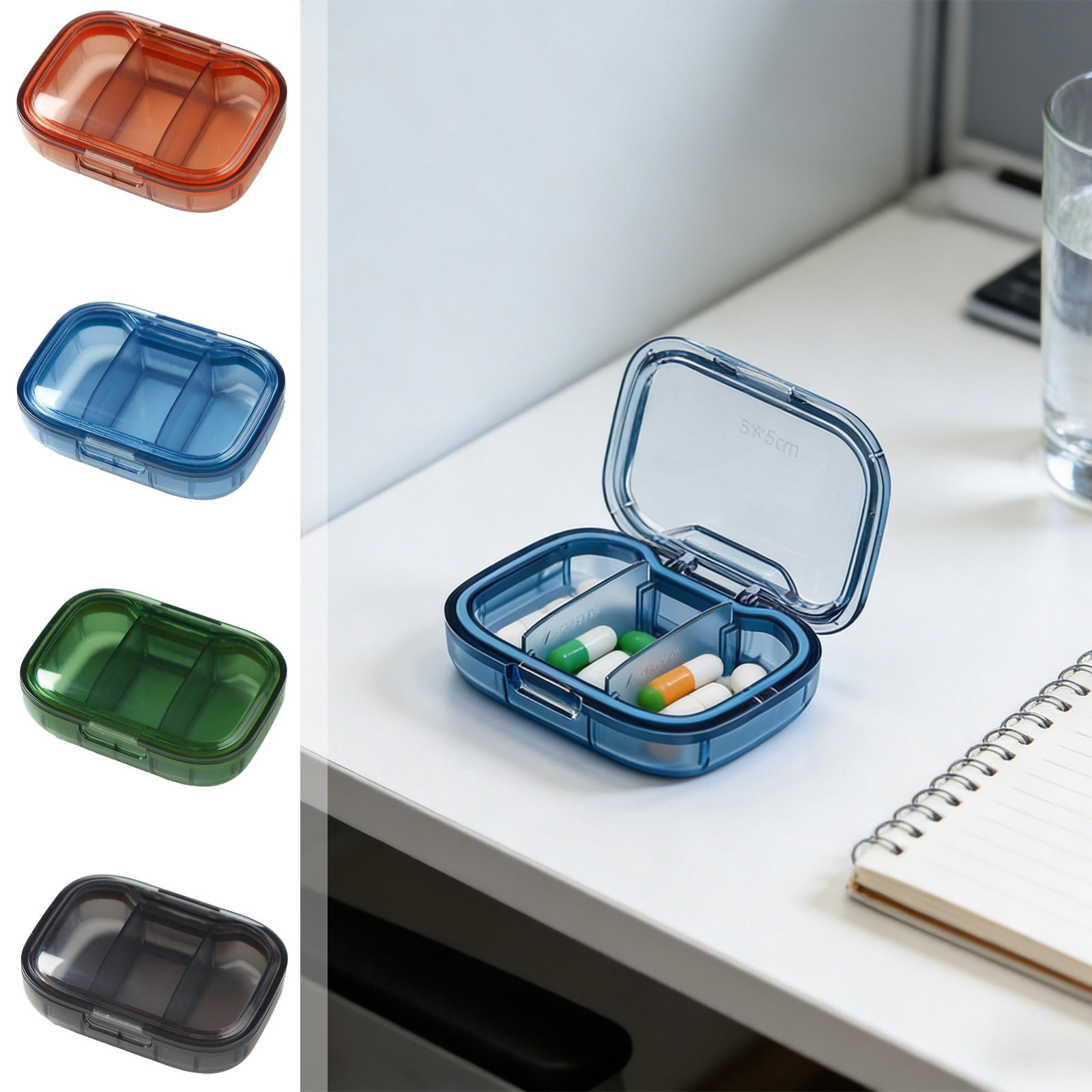 3 Grid Moisture Proof Mini Pill Organizer, Portable Weekly Medicine Box ...