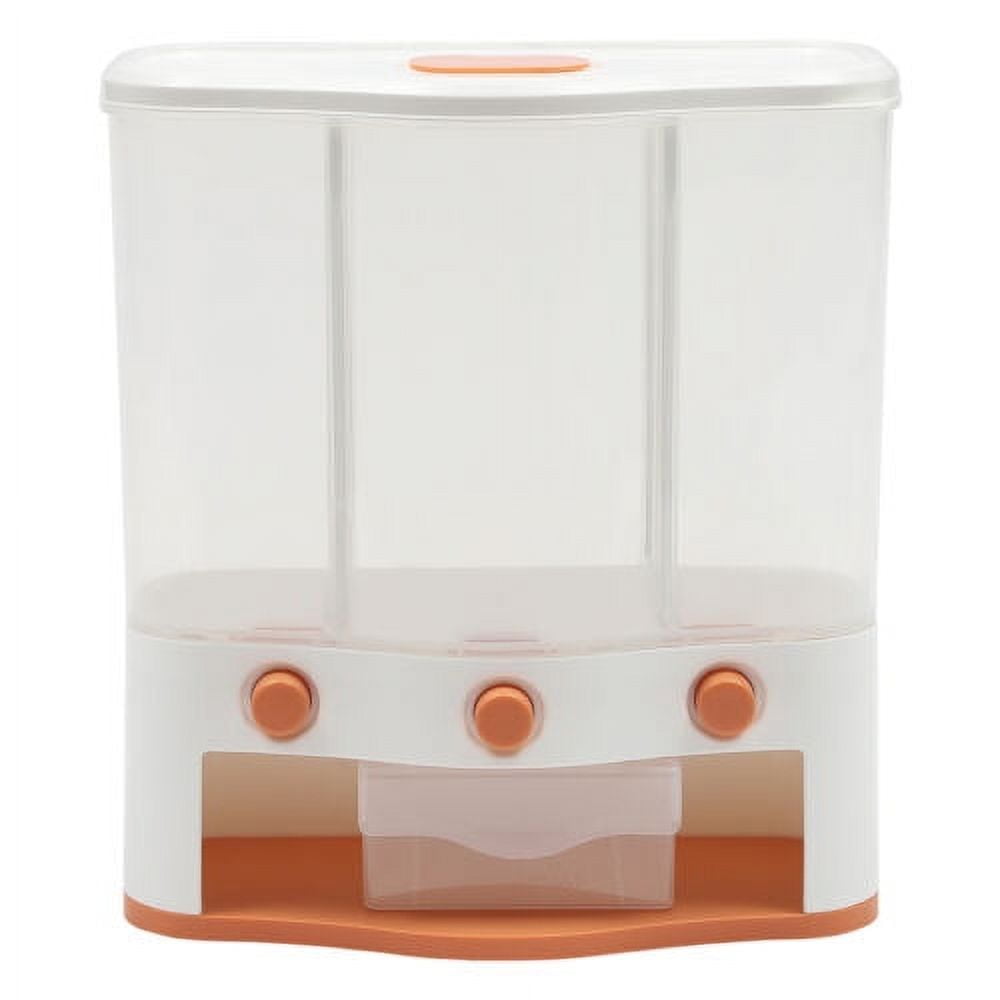 3-Grid Rice Storage Dispenser Container Rectangular Dry Food Grain ...