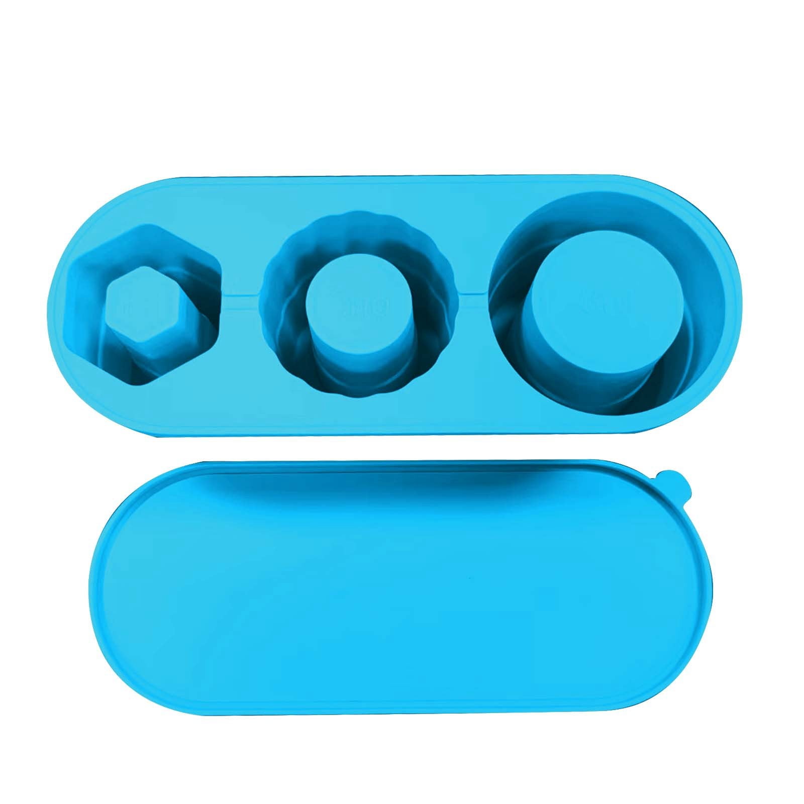 3 Grid Silicone Ice Cube Maker with Lid Hollow Cylinder Ice Cube Moulds ...