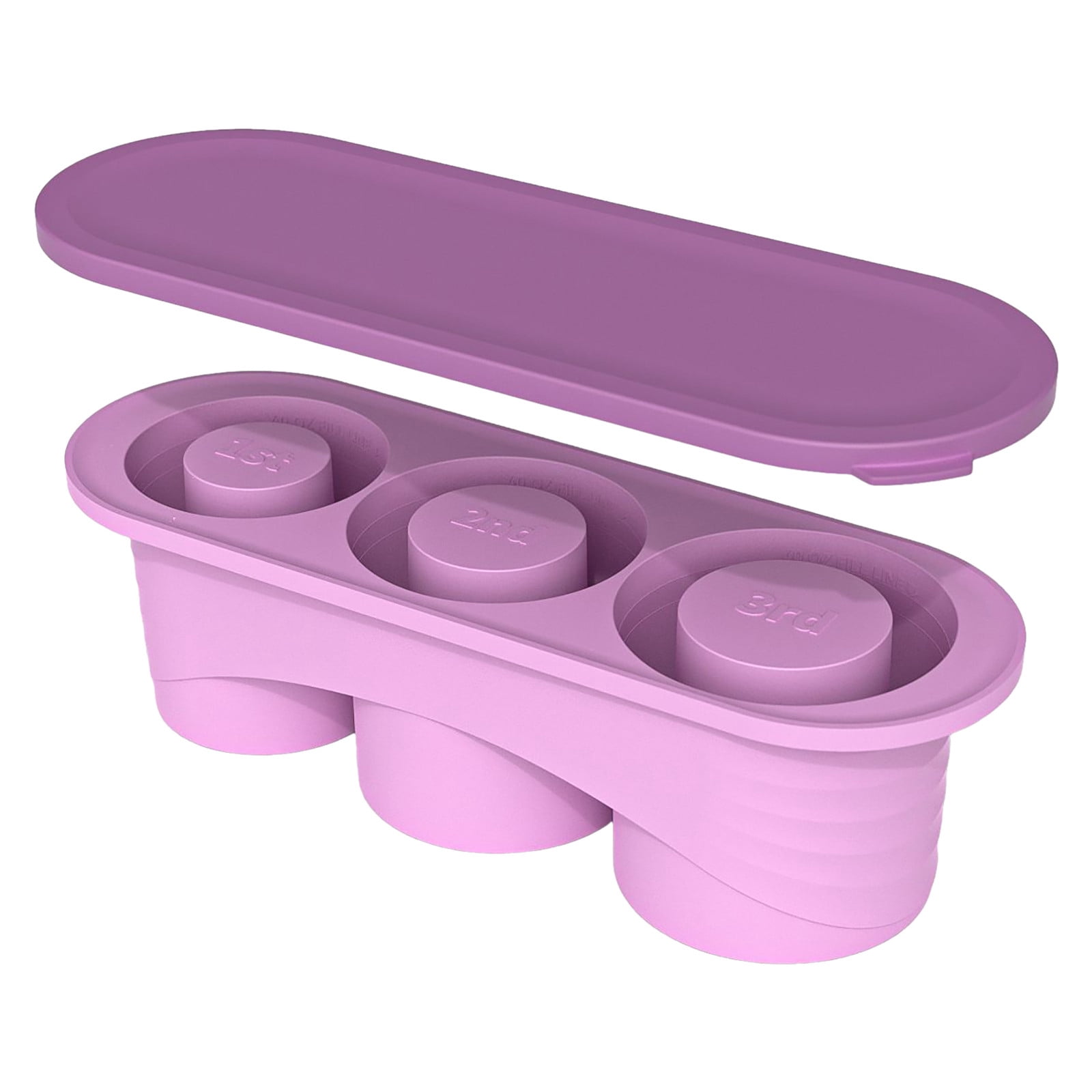 3 Grid Silicone Maker with Lid Hollow Cylinder Moulds 3 Compartment Ice ...