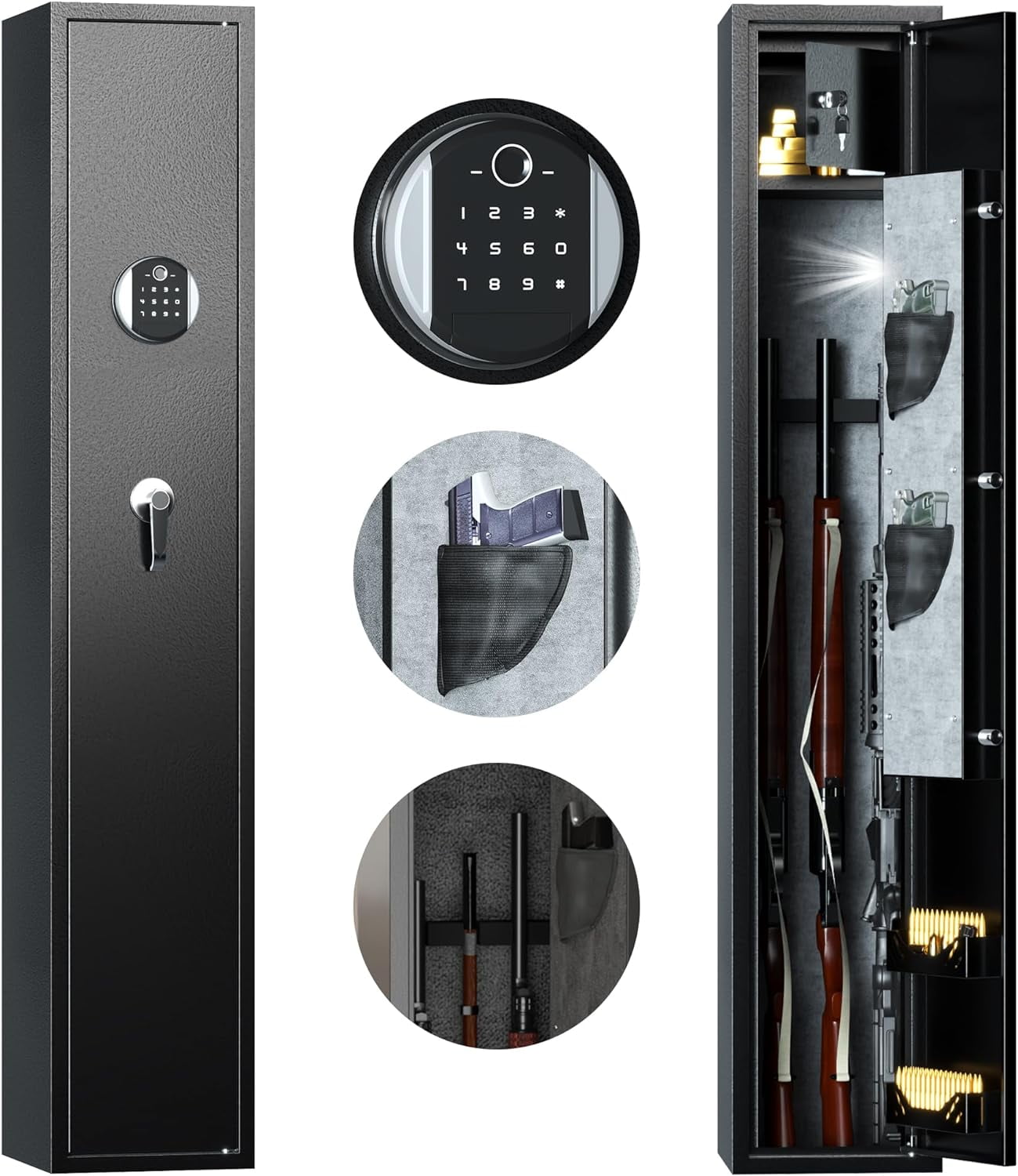 3 Gun Fingerprint Safe for Household Rifles and Pistols Quick Biometric ...