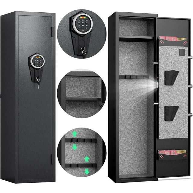 3 Gun Safe for Rifles and Pistols Digital Keypad Large Long Gun Safe Rifle and Shotguns, Quick ...