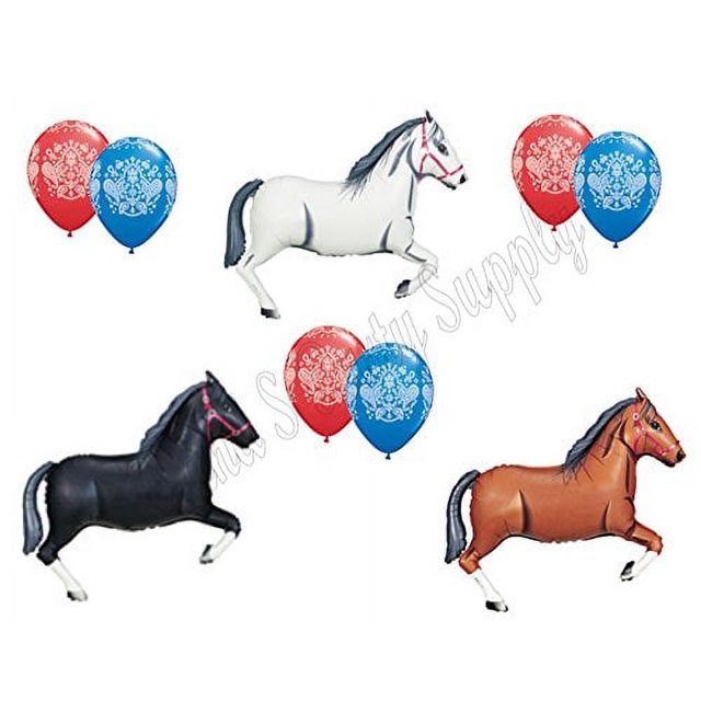 3 HORSES & BANDANA Birthday PARTY Hoedown Rodeo Balloons Decorations ...
