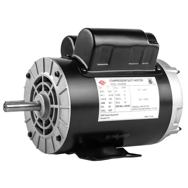 3 HP 3450 RPM Electric Motor Compressor Duty 56 Frame 1 Phase 5/8" Shaft 230 V - Walmart.com