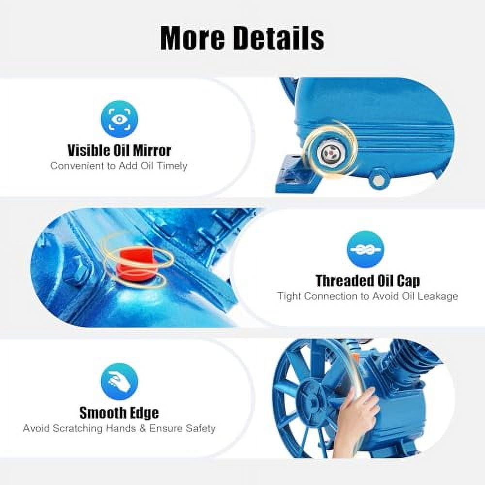 3 HP Air Compressor Pump Head for 2 Piston Motor Twin Cylinder Single ...