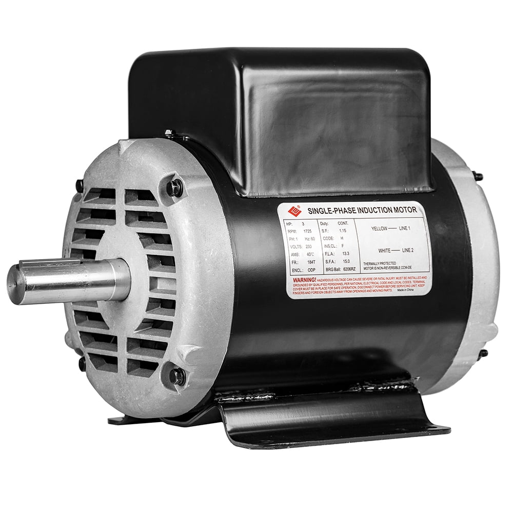 3 HP Electric Motor Single Phase 1725 RPM 230 Volts 1-1/8" Shaft Farm ...