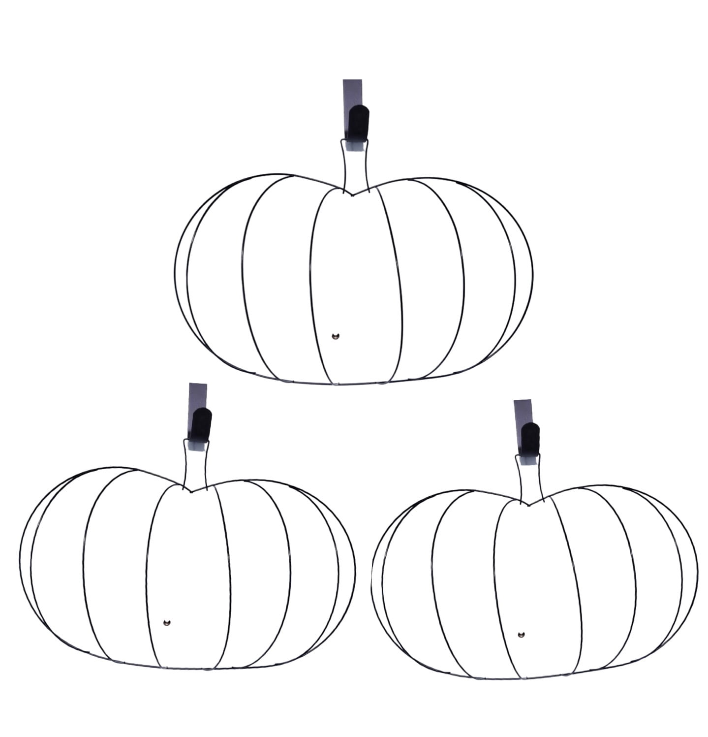(3) HTL Pumpkin Shaped 3D Metal Wire Wreath Forms, Fall Thanksgiving ...