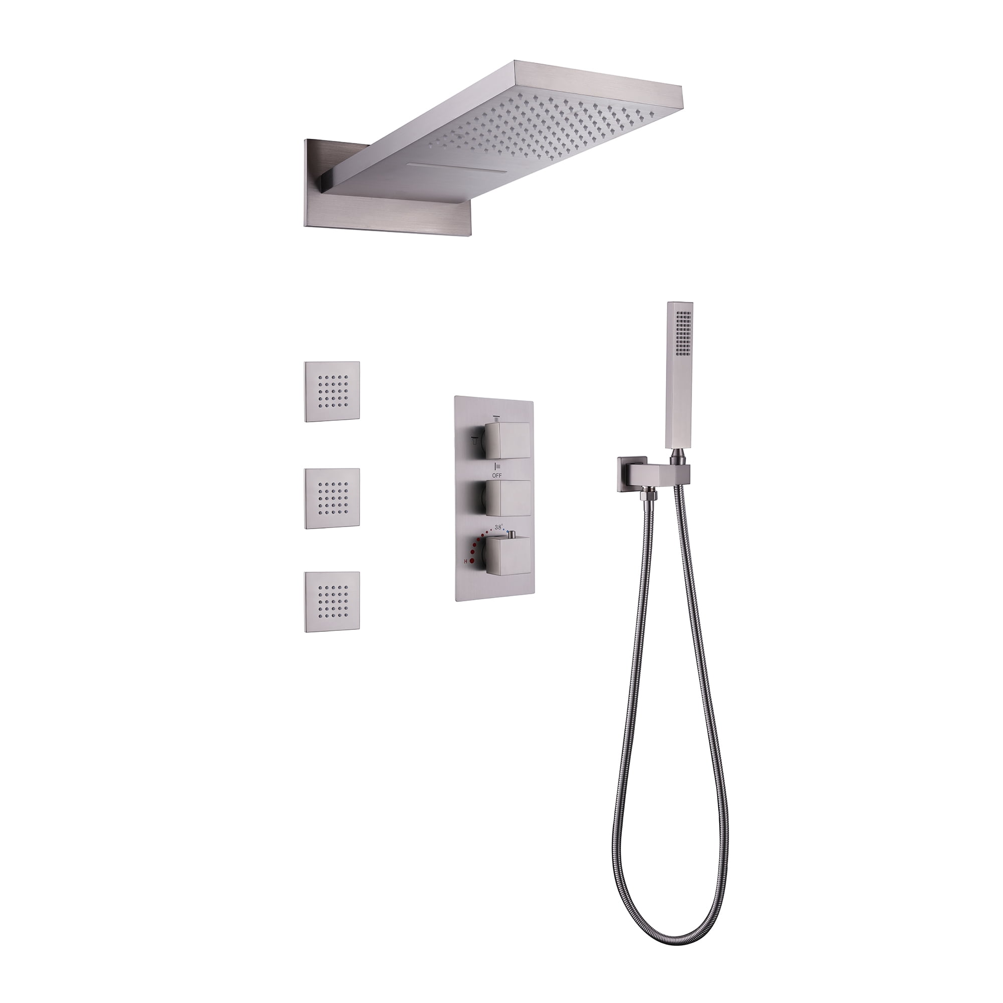 3 Handles Thermostatic Shower System With 3 Body Jets with Rough-in ...