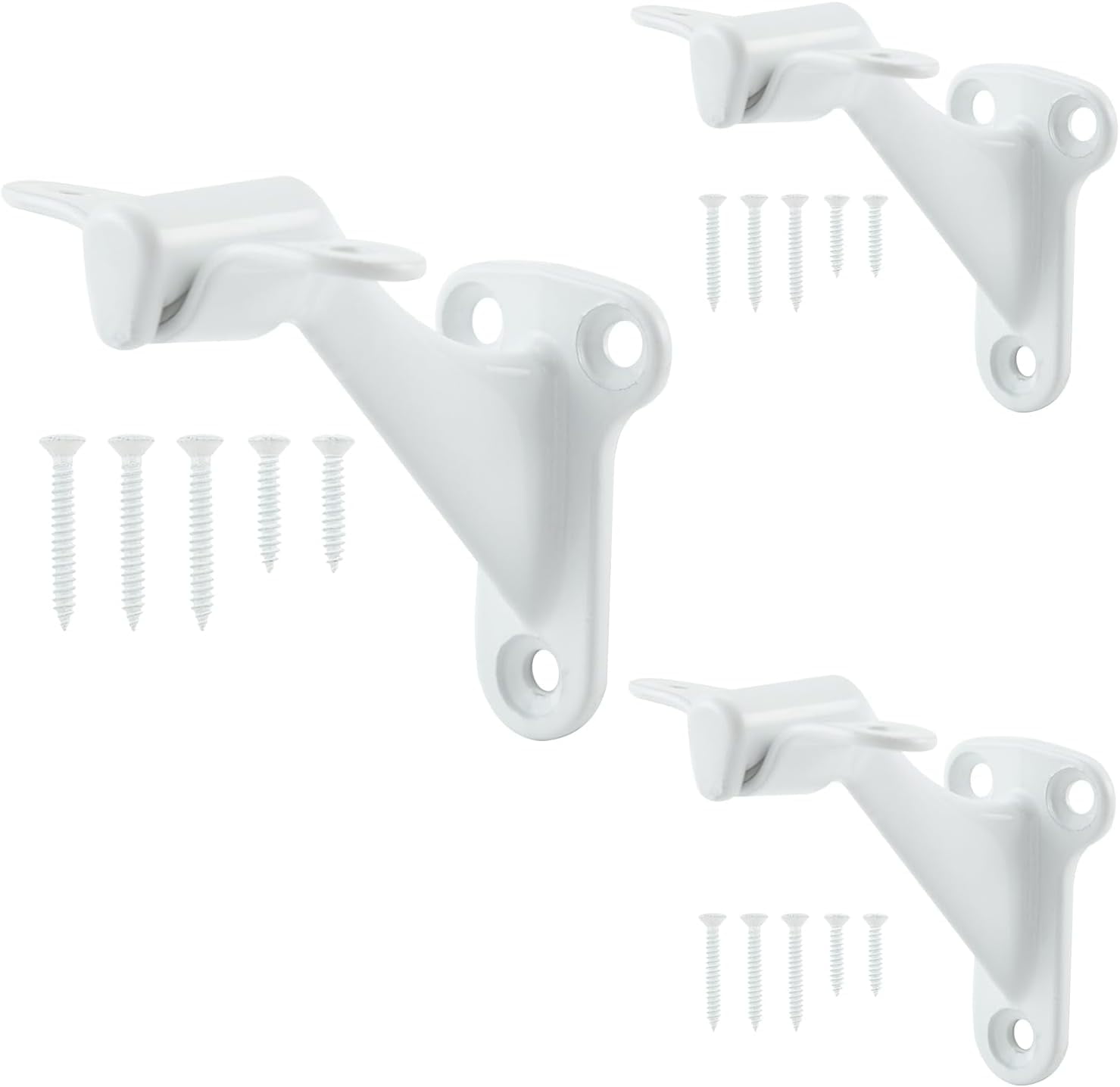 3" Handrail Brackets, 3 Pack White, Easy Install, Wall Mount, Zinc ...