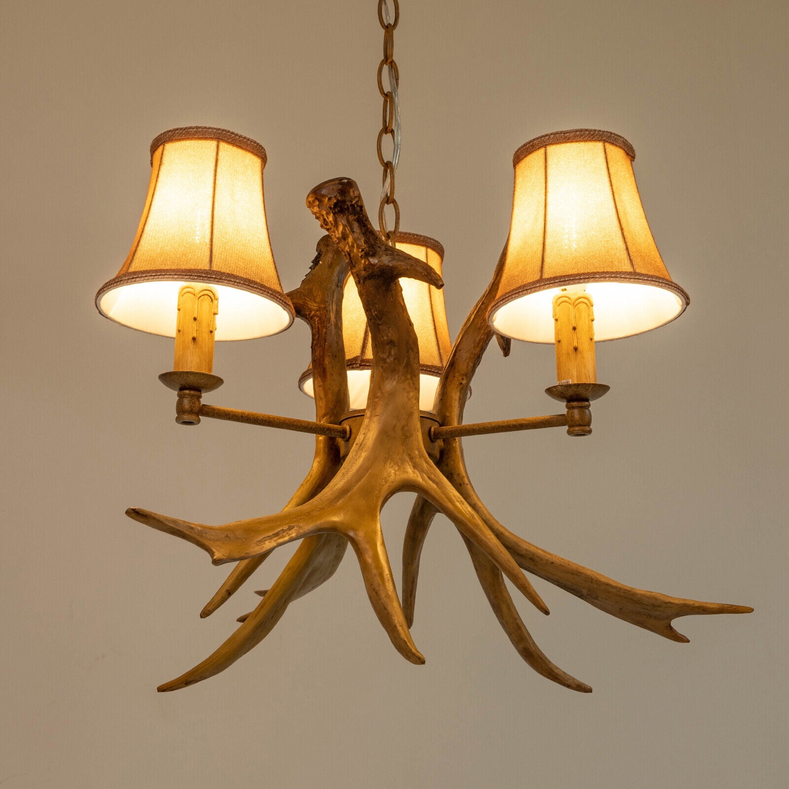 3-Head Antler Chandelier, Deer Horn Loft Ceiling Pendant Light Fixture ...