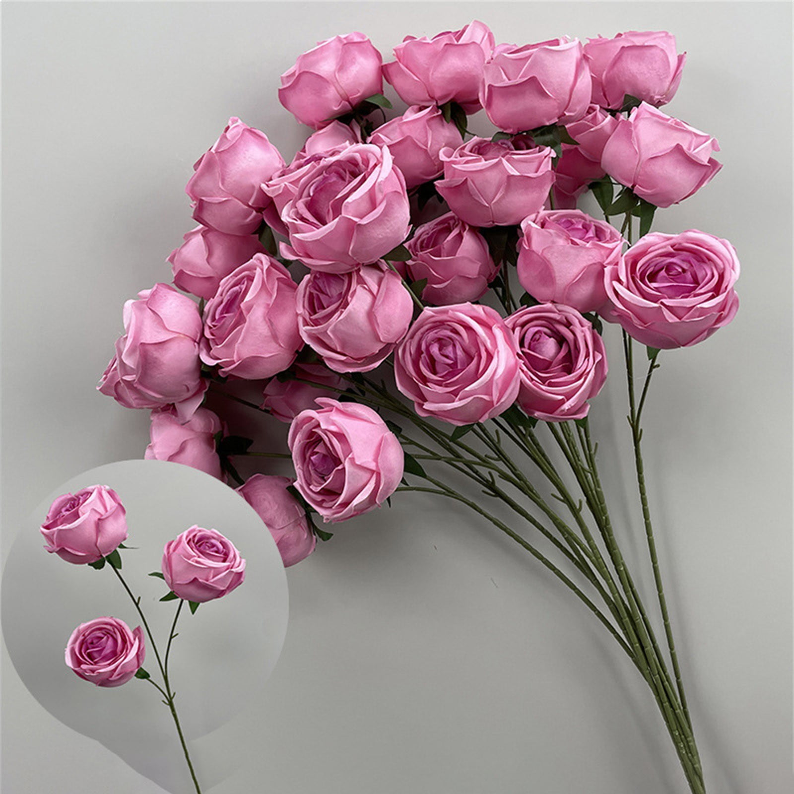3 Head Artificial Rose Flowers Faux Rose Bouquet For Interior ...