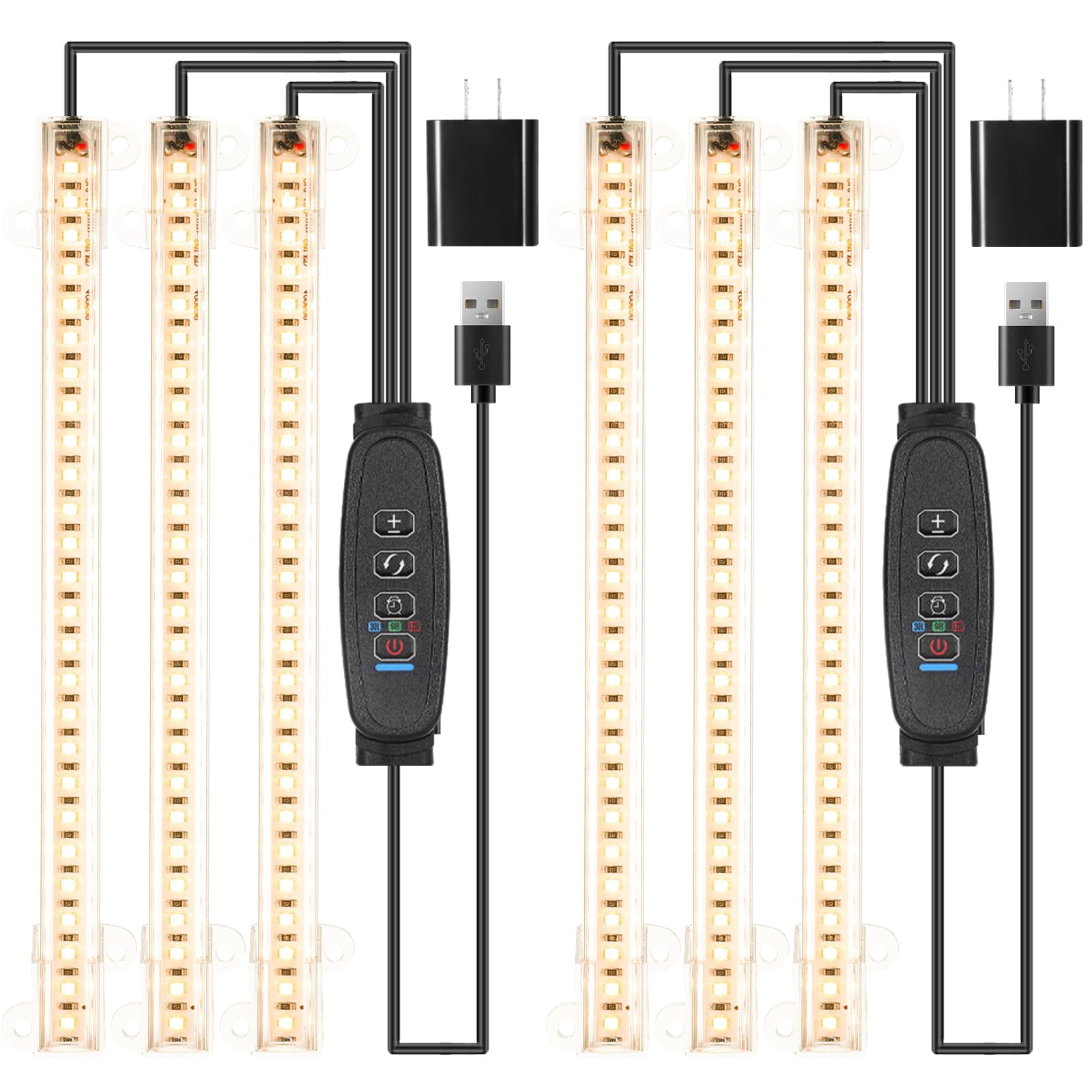 3 Head Full Spectrum LED Grow Light Strips 2 Pack Warm 8.6 Inch For ...