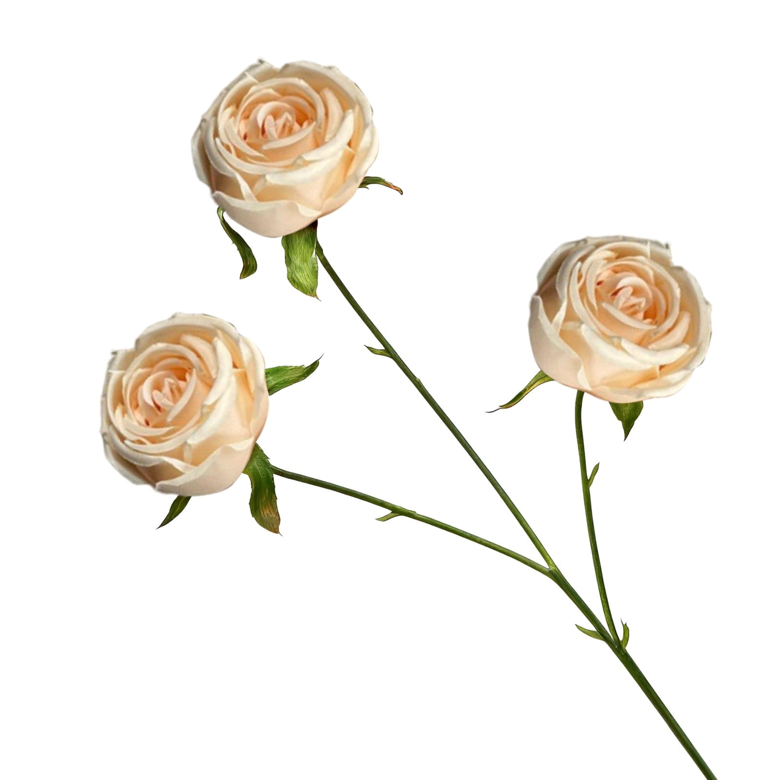 3 Head Rose Artificial Flower Bunch - Realistic Silk Roses for Interior ...