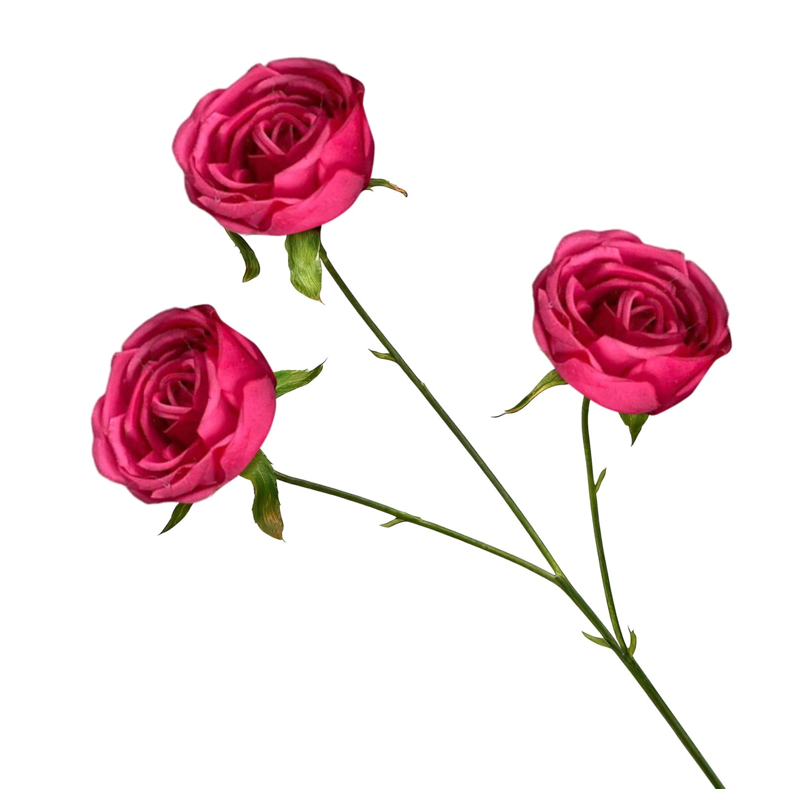 3 Head Rose Artificial Flower Bunch - Realistic Silk Roses for Interior ...