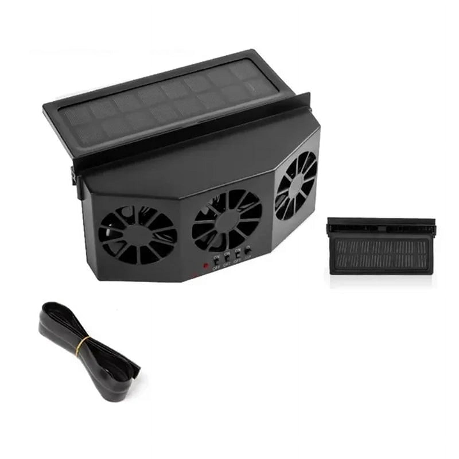 3 Head Solar Car Cooling Fan Electric Air Cooler Charging Vent Radiator ...