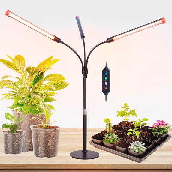 3-Head Table Top Grow Lights for Indoor Plants, Seed Starting, Bonsai ...