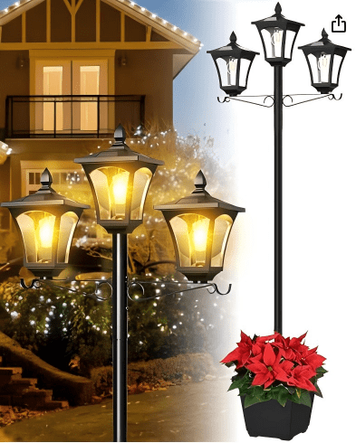 3-Head Vintage Solar Lamp Post Light 40lm - Walmart.com