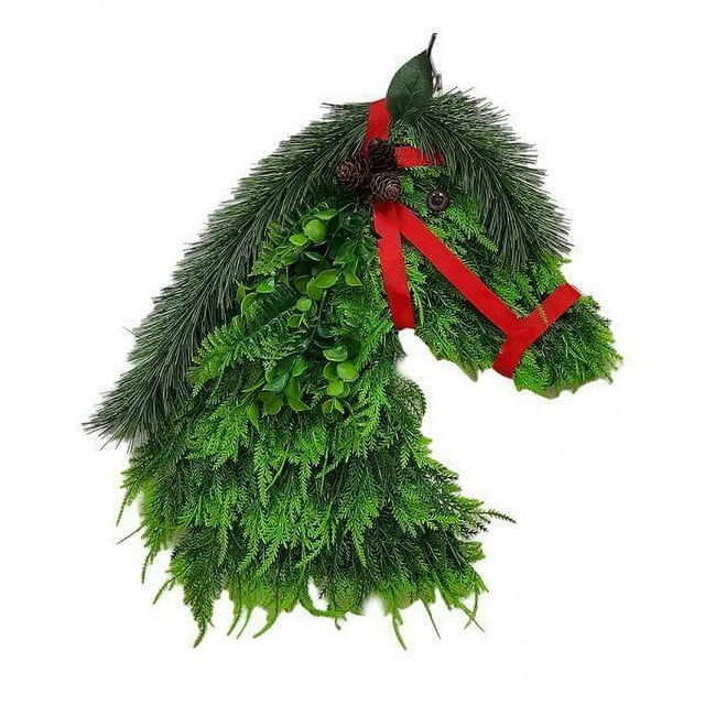 3 Head Wreath Christmas Animal Hanging Wreath Decoration Greenery ...