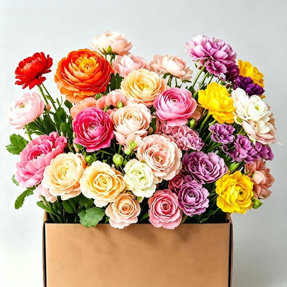 3 Heads Flocked Peonies Artificial Flowers with 19.68" Long Stems ...