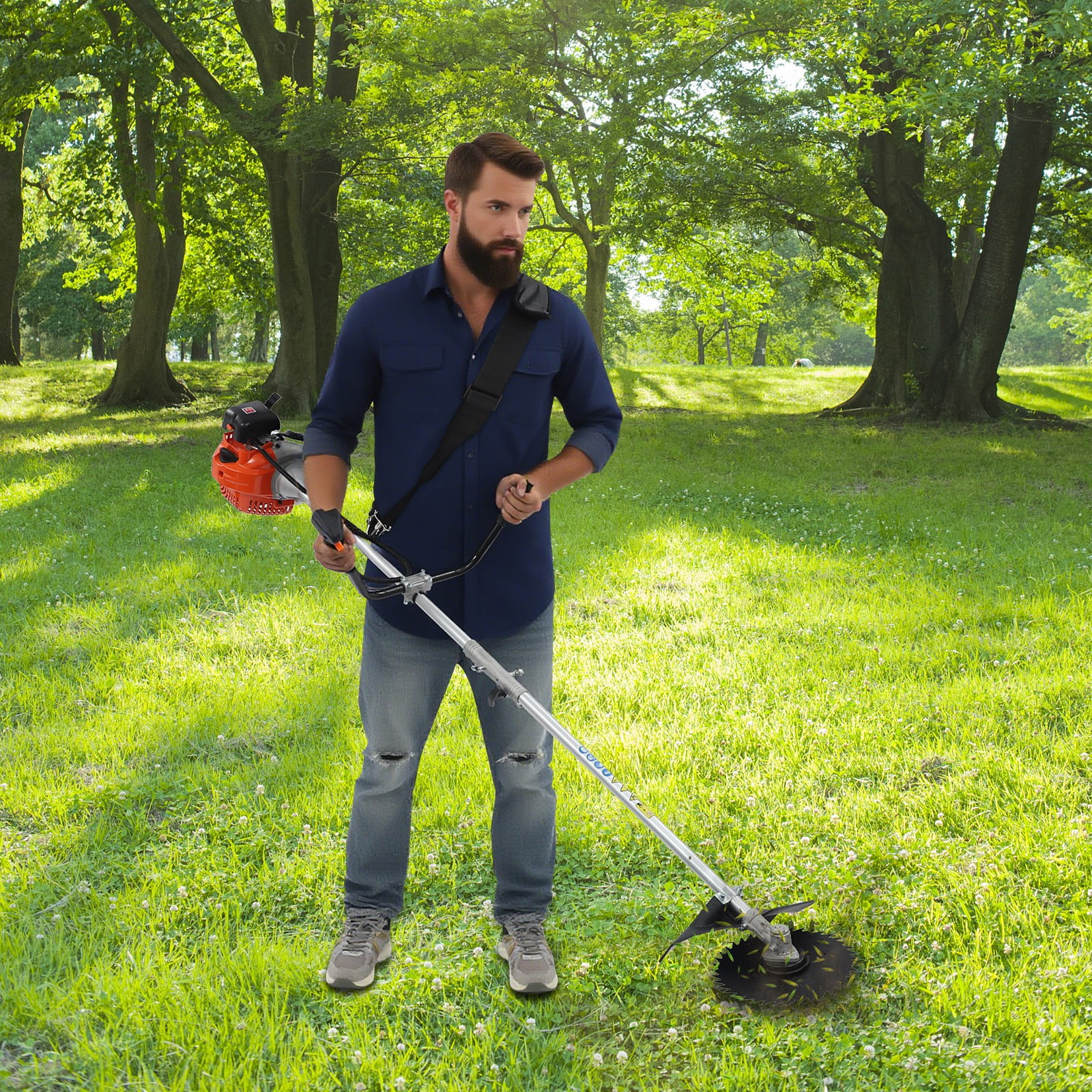 3 Heads Gas Weed Trimmer Set 2-Stroke Gasoline Hedge Trimming Tools ...