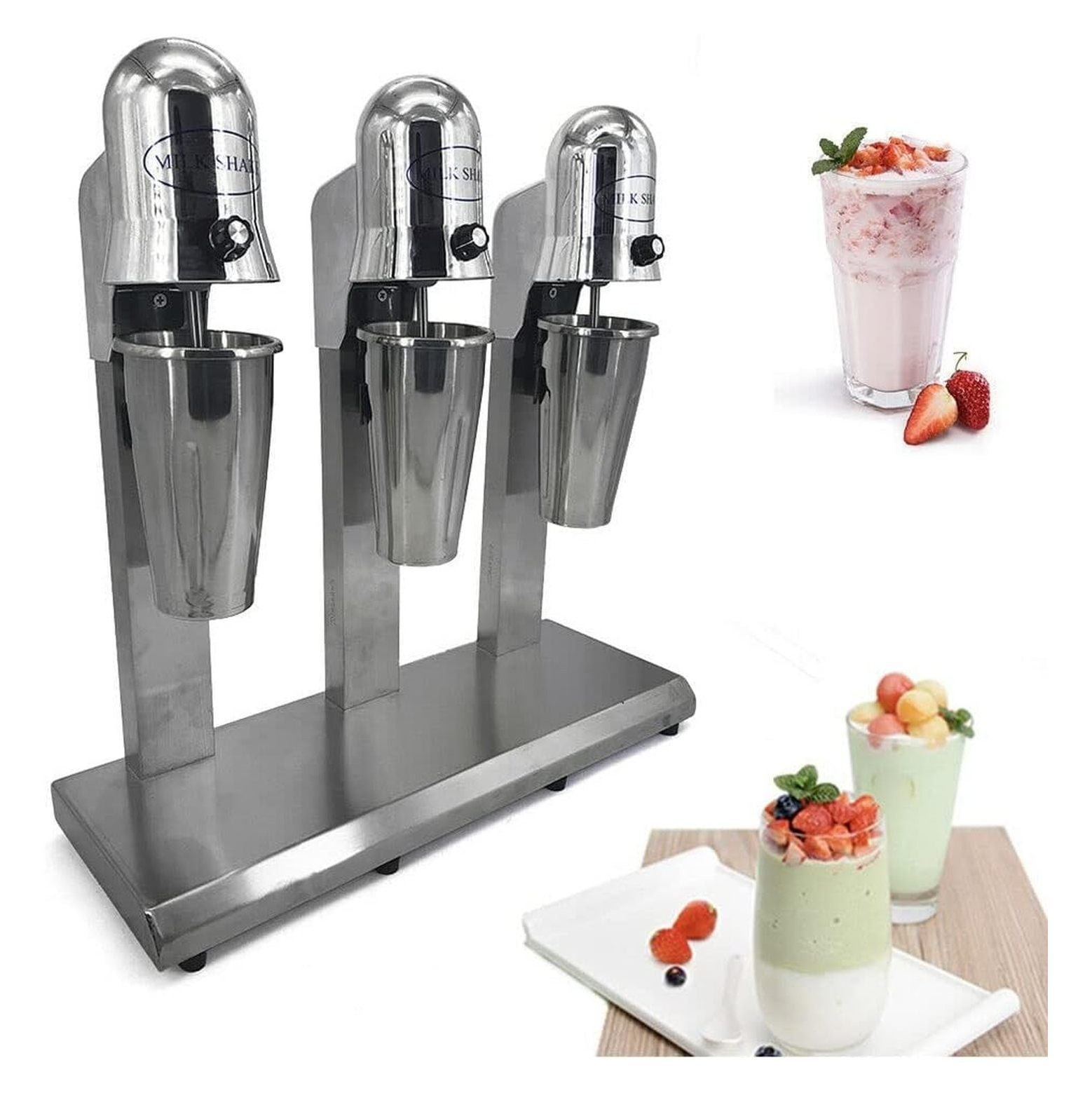 3 Heads Milkshake Mixer, 110V 18000RMP Electric Milkshake Maker Machine ...