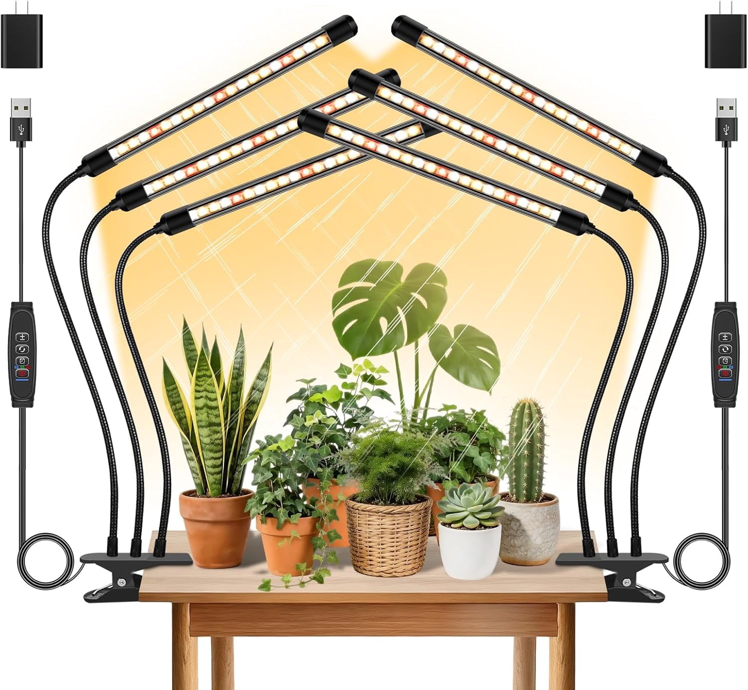 3 Heads Plant Lights for Indoor Growing, 2 Pack Grow Lights for Seed ...