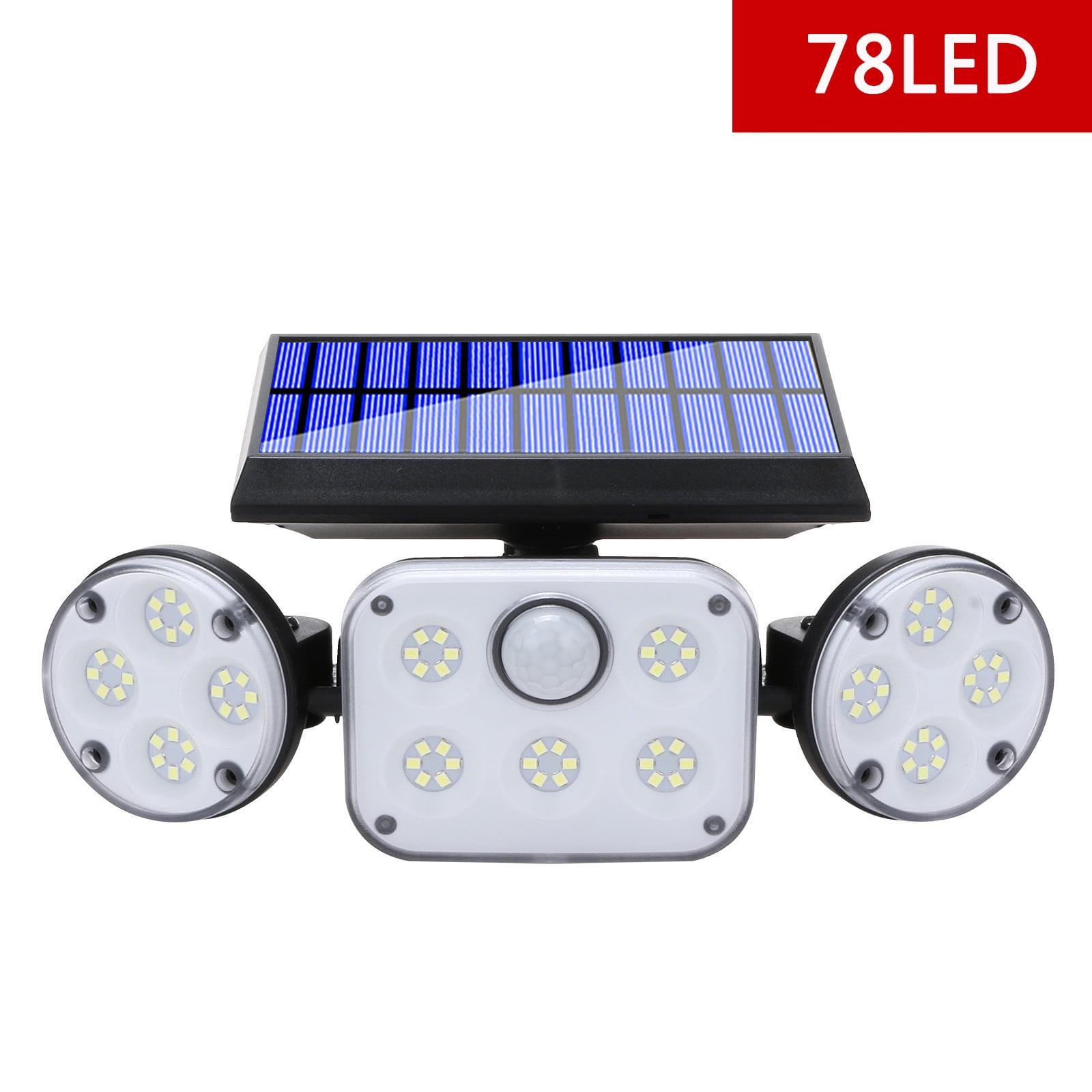 3 Heads Solar Motion Sensor Spotlight, 78LED Outdoor Yard Lights ...