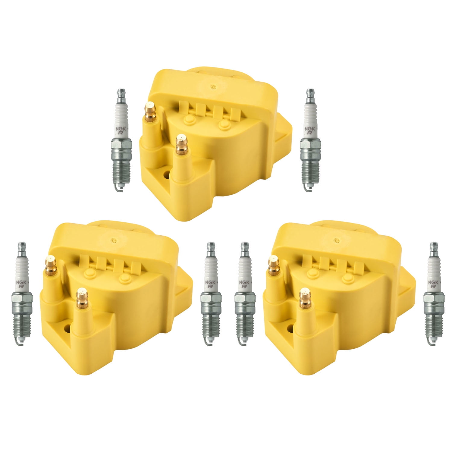 3 Heavy Duty Ignition Coils and 6 NGK Spark Plug Compatible with Chevy ...
