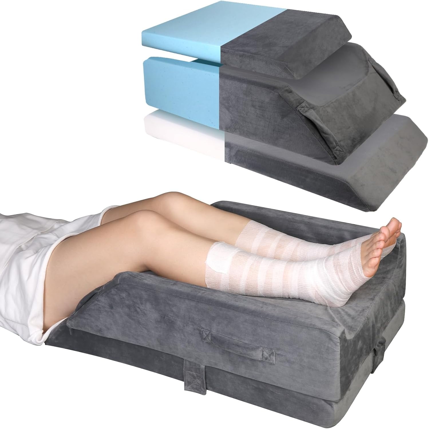 3-Height Adjustable Wide Leg Elevation Pillows for After Surgery or ...