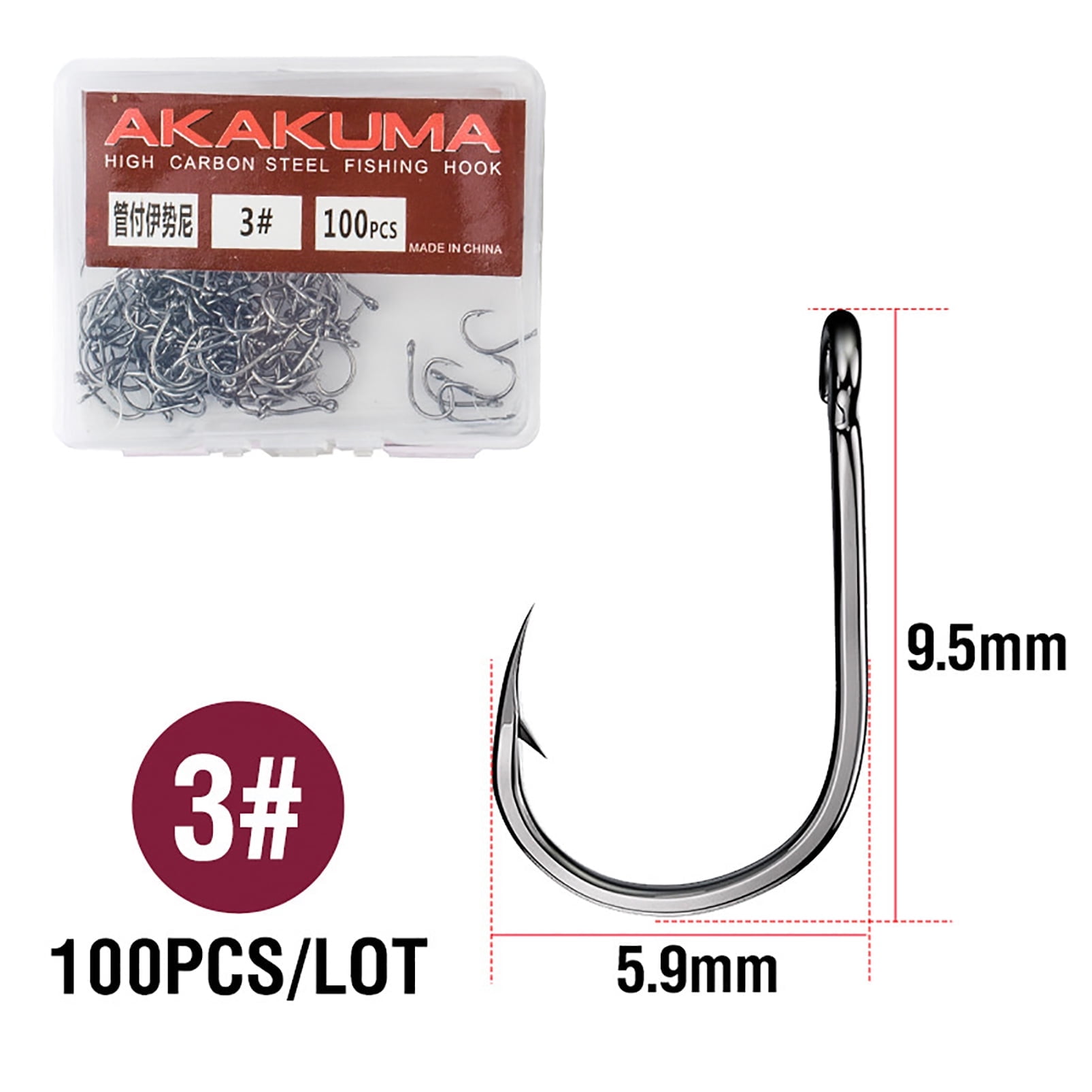 #3 High Carbon Steel Fishing Hook Long Shank Hooks Saltwater Freshwater ...