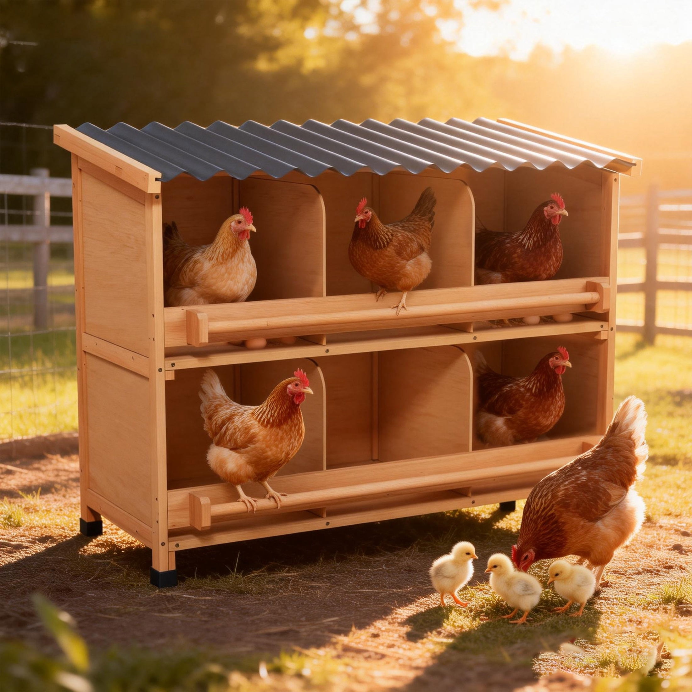 3 Hold All Weather Wooden Chicken Nesting Boxes with Entry Roost and ...