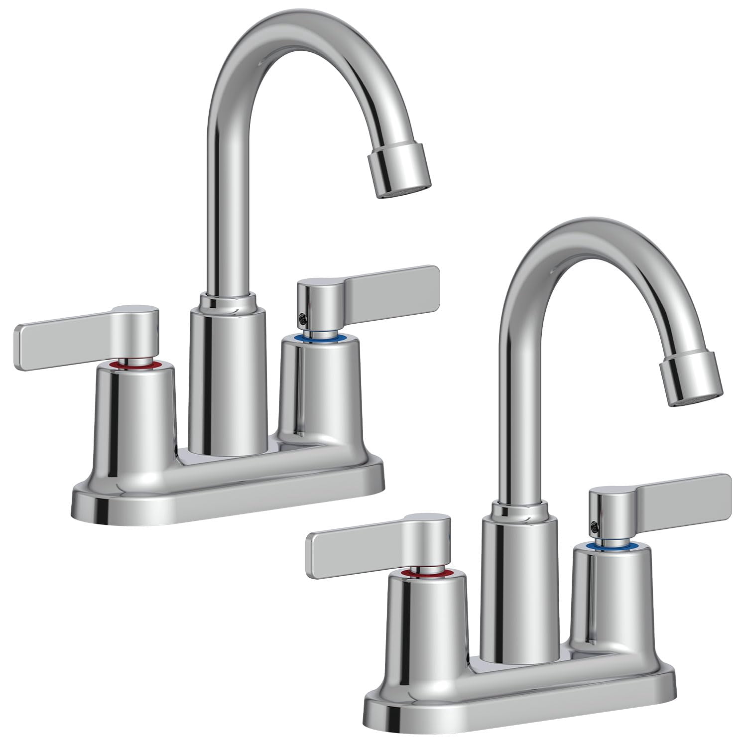 3 Hole 4 Inch Centerset Bathroom Sink Faucet Chrome-2 Pack with Pop Up ...