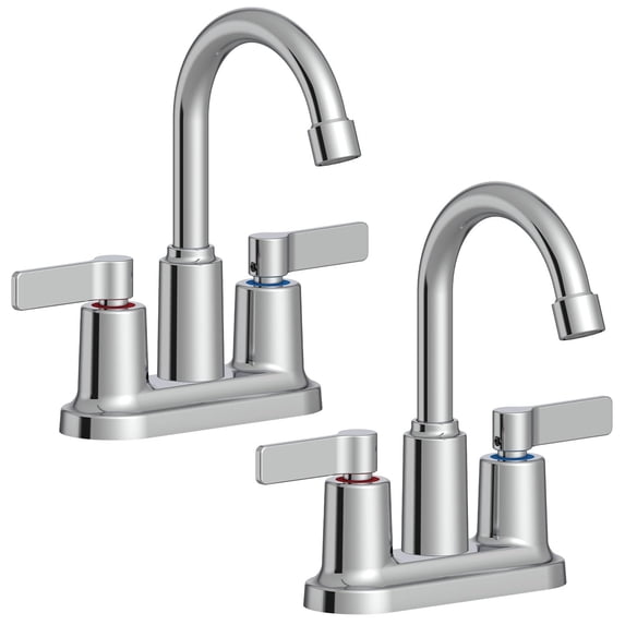 3 Hole 4 Inch Centerset Bathroom Sink Faucet Chrome-2 Pack with Pop Up ...