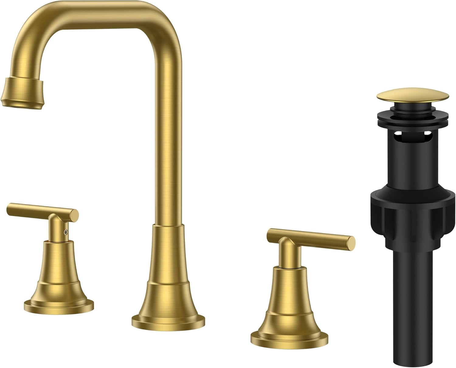 3 Hole 8 Inch Widespread Bathroom Faucet in Brushed Gold - 2 Handle ...