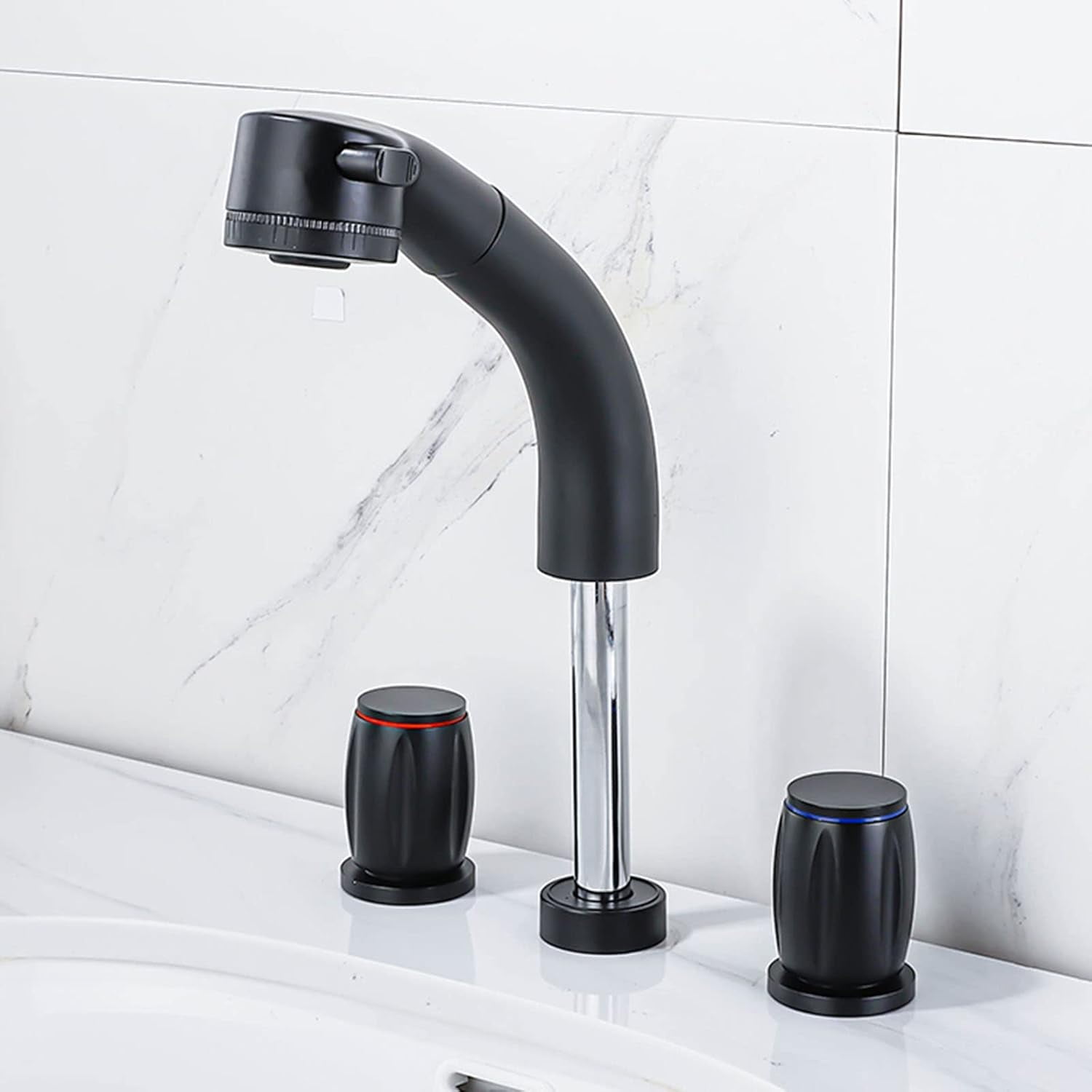 3 Hole Basin faucets, Bathroom Basin Mixer faucet Brass Two Handles ...