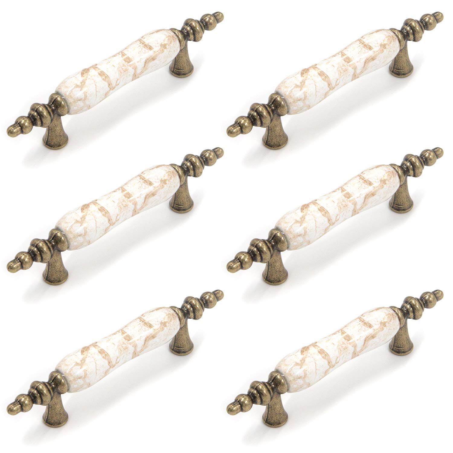 3" Hole Centers Ceramic Handles Pulls Marble Cracks Drawer Pulls ...
