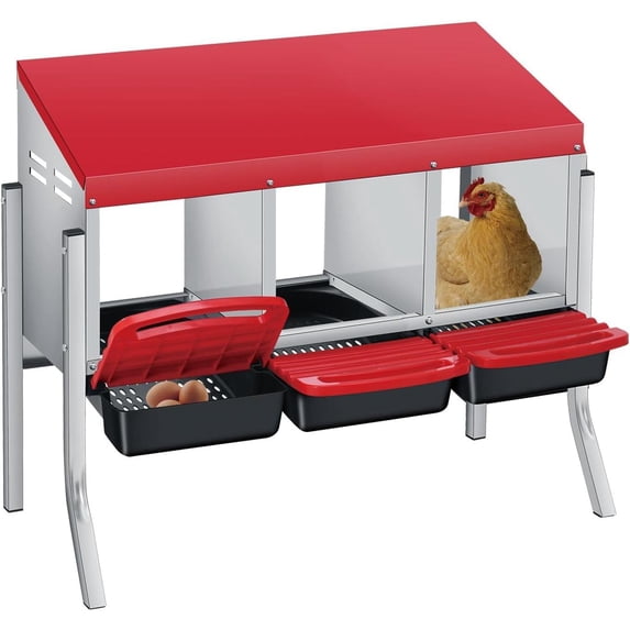 3-Hole Chicken Nesting Boxes for Farm,Corrosion-Resistant Metal Nesting ...