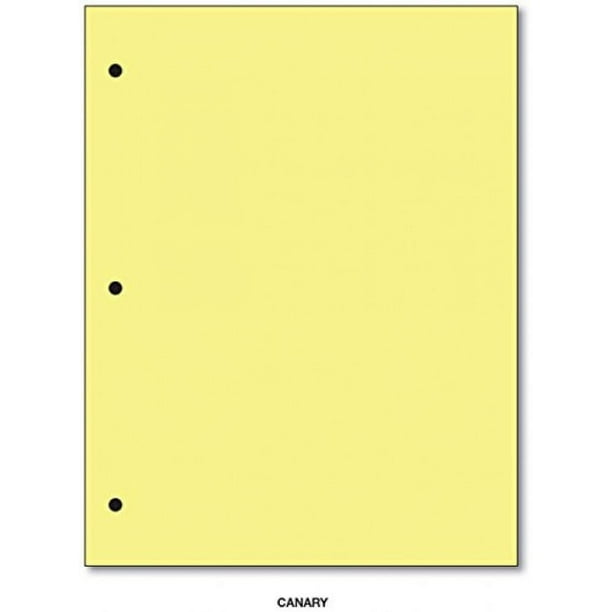3 Hole Color Paper 8 1/2 X 11 - 100 Papers Per Pack (Canary) - Walmart ...