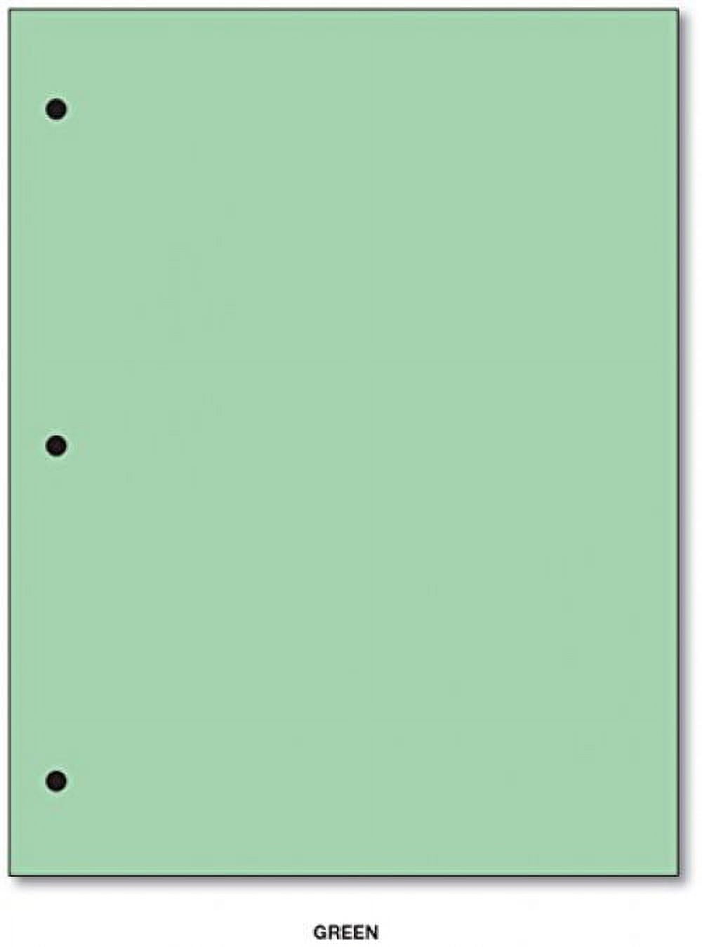 3 Hole Color Paper 8 1/2 X 11 - 100 Papers Per Pack (Green) - Walmart.com
