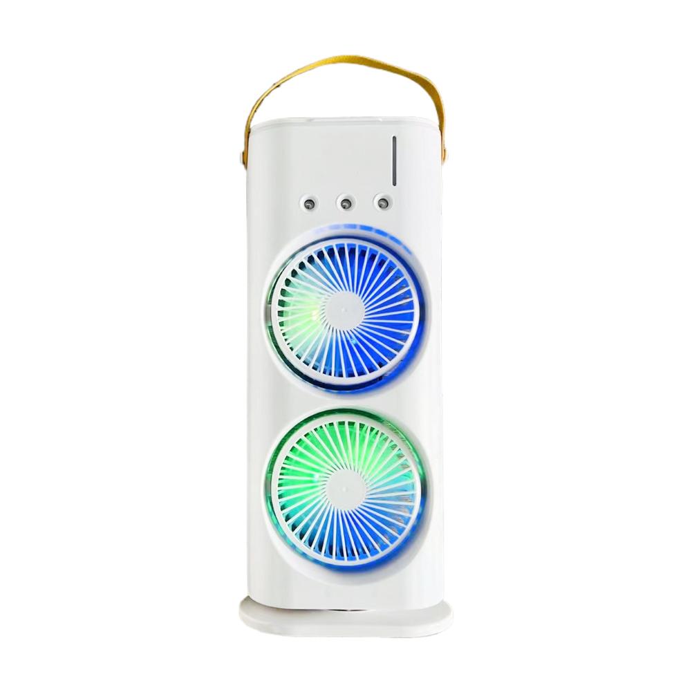 3-Hole Dual-Head Cooling Fan with Mist - USB-C Rechargeable Portable ...