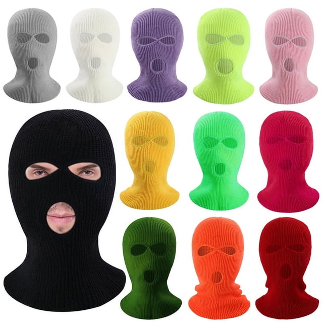 3-Hole Full Face Mask Cover Ski Mask Winter Balaclava Cap Knitted Face ...